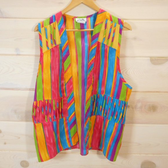 Vintage | Jackets & Coats | Vintage Jo Hardin Colorful Vest Multicolor ...